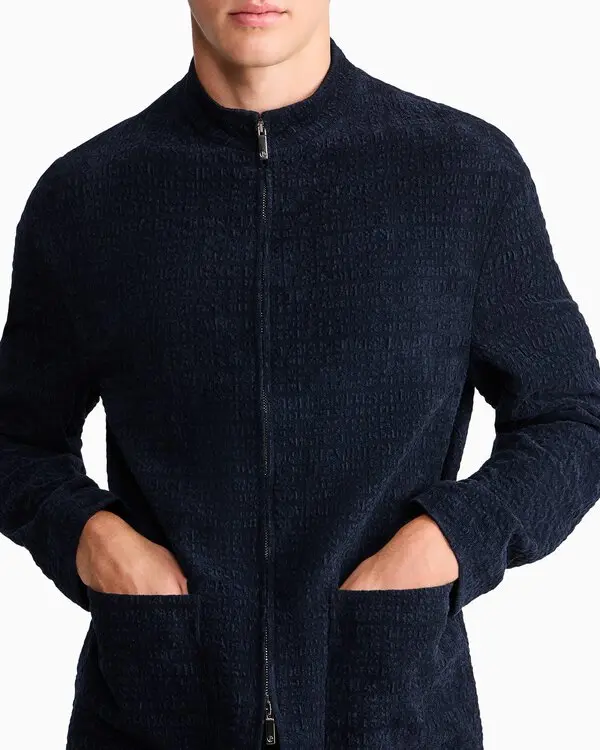 Giorgio Armani Froissé Stretch Velvet Zip-up Jacket