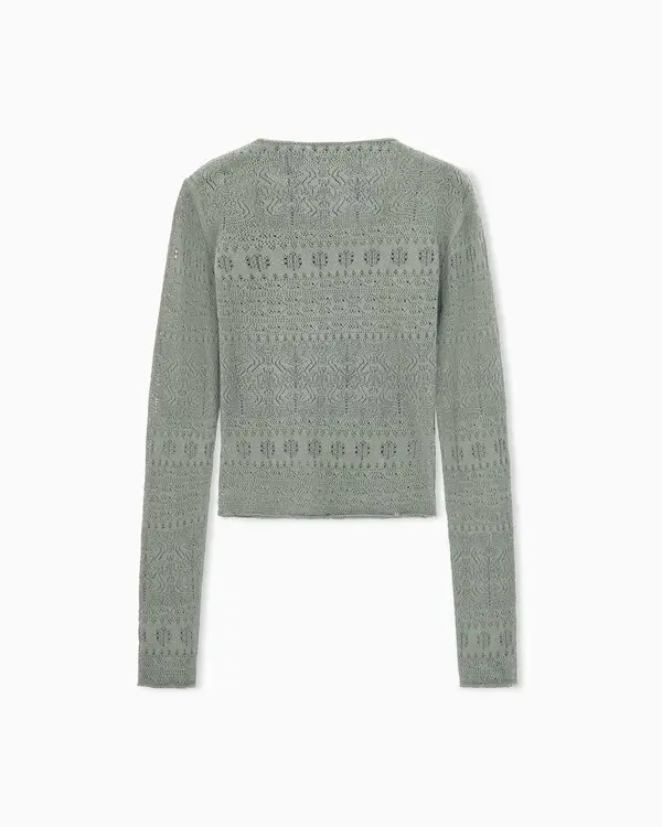 Giorgio Armani Slim Fit Stretch Cotton Lace Crew Neck Sweater