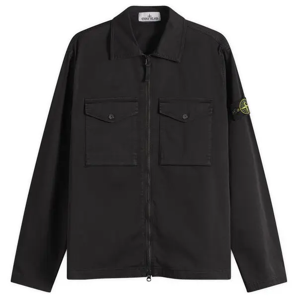 Stone Island Organic Cotton Sateen Zip Shirt Jacket