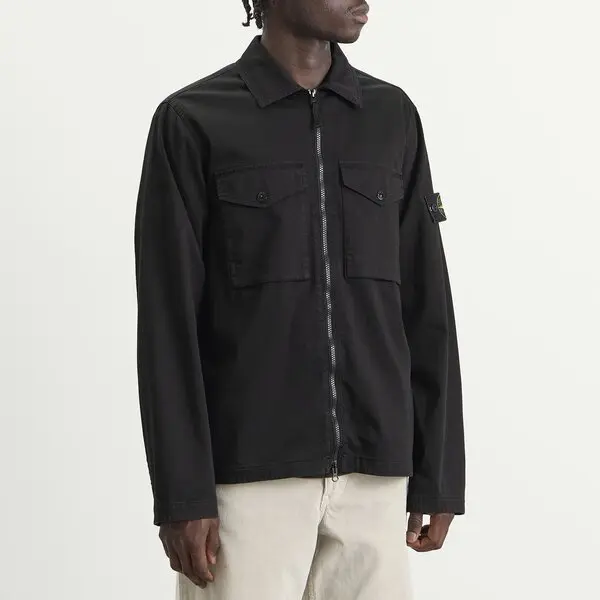Stone Island Organic Cotton Sateen Zip Shirt Jacket