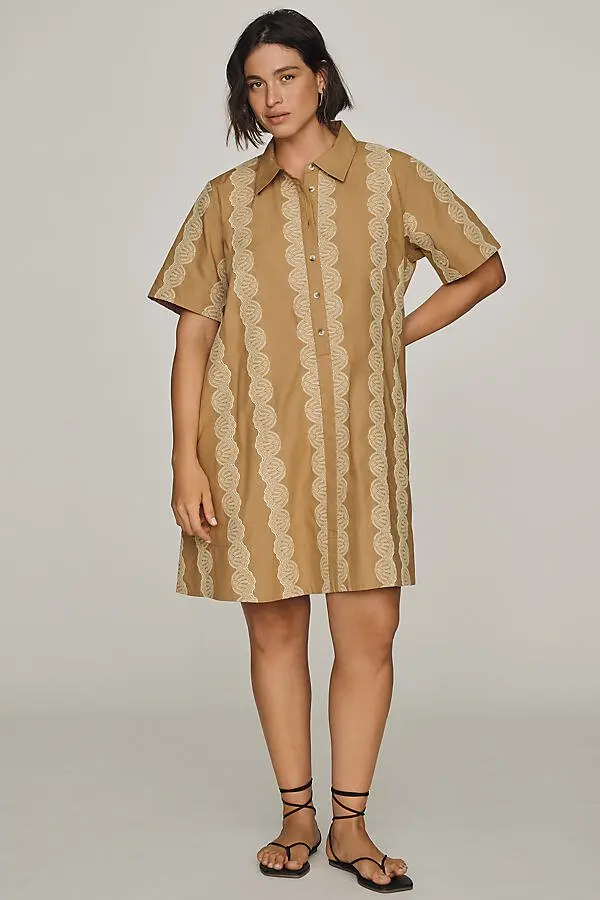Maeve Pollie Swing Tunic Mini Dress - Brown