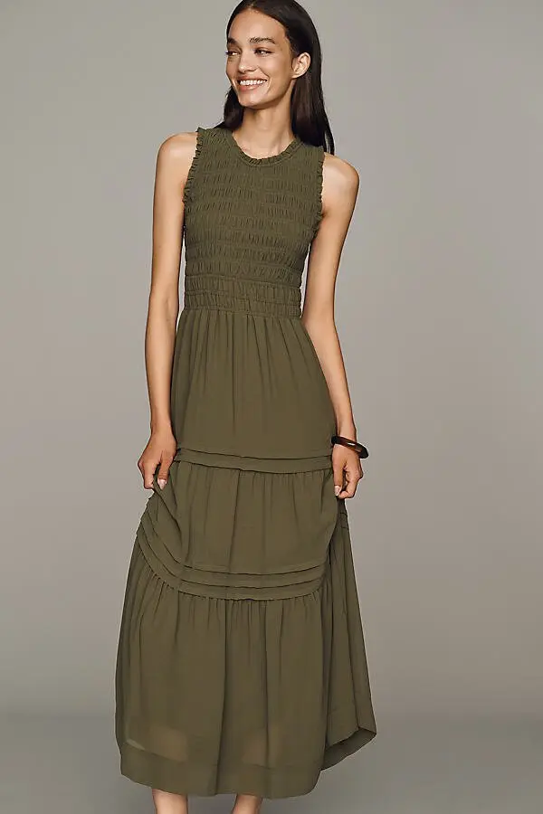 Anthropologie Somerset Sleeveless Maxi Dress - Winter Moss
