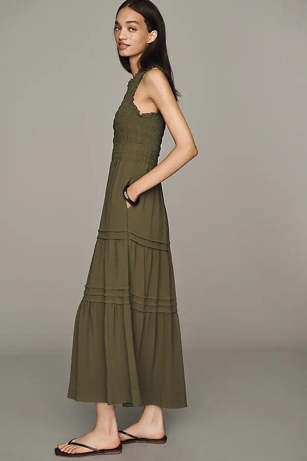 Anthropologie Somerset Sleeveless Maxi Dress - Winter Moss