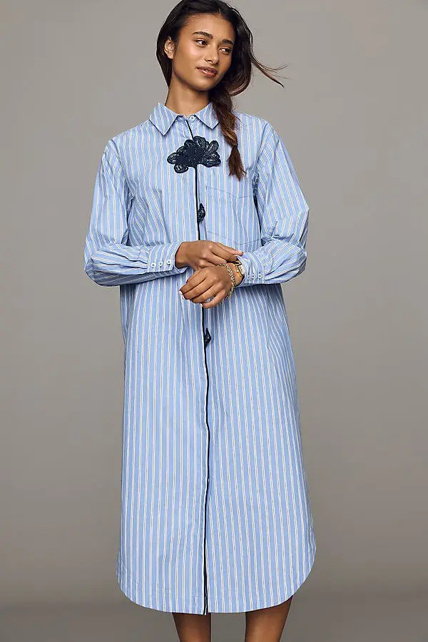 Maeve Soren Long-sleeve Midi Shirtdress