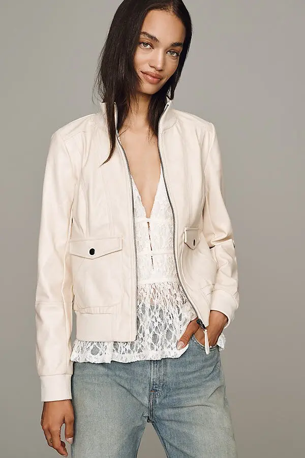 MARRAKECH Serene Faux-leather Jacket - Cream