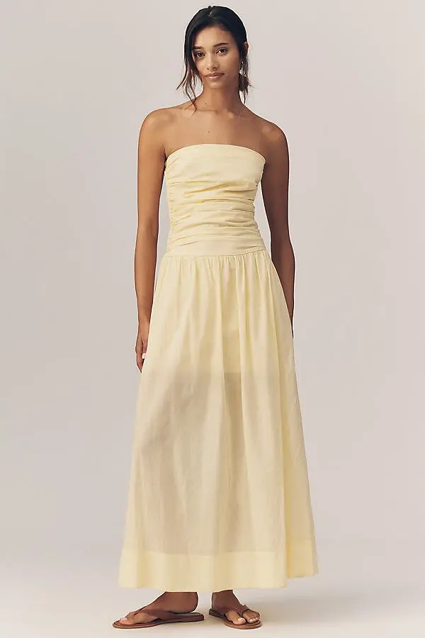 Sundry Voile Ruched Maxi Dress - Buttercup