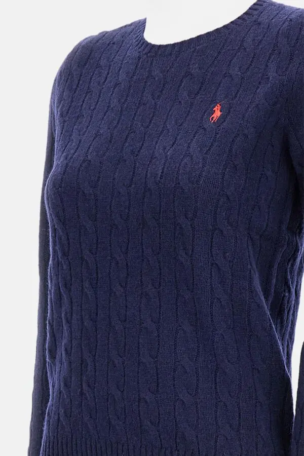 Polo Ralph Lauren Julianna Cable Knit Crewneck Sweater - Blu