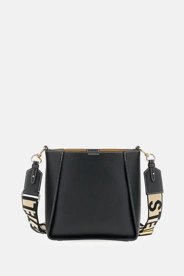 Stella McCartney Logo Grainy Crossbody Bag - Black