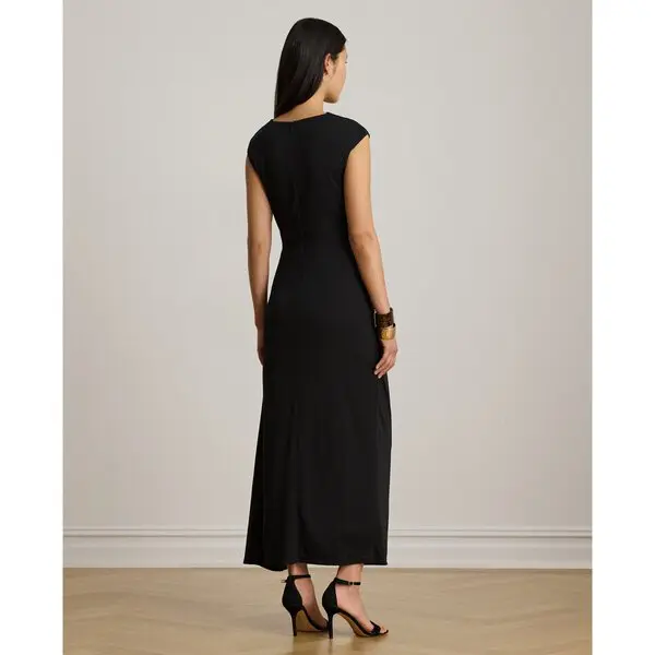 Ralph Lauren Pleated Jersey Boatneck Midi Dress