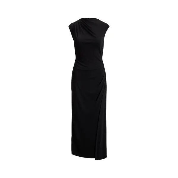 Ralph Lauren Pleated Jersey Boatneck Midi Dress