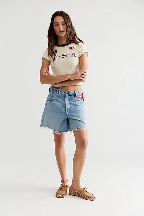 RAGABOND Farrah Flag Cropped Tee - Usa