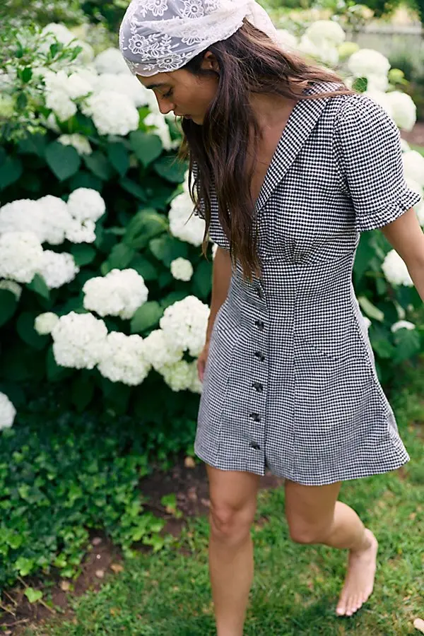 Free People Corrine Button Down Mini Dress - Black Combo
