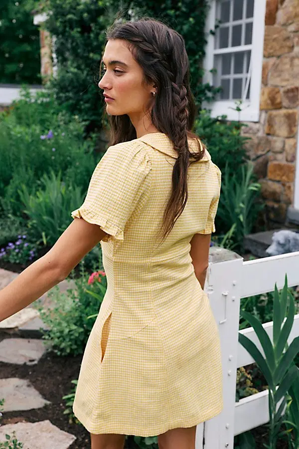 Free People Corrine Button Down Mini Dress - Dandelion Combo