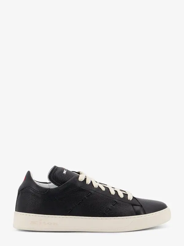Kiton Leather Sneakers With Iconic Side Stitching