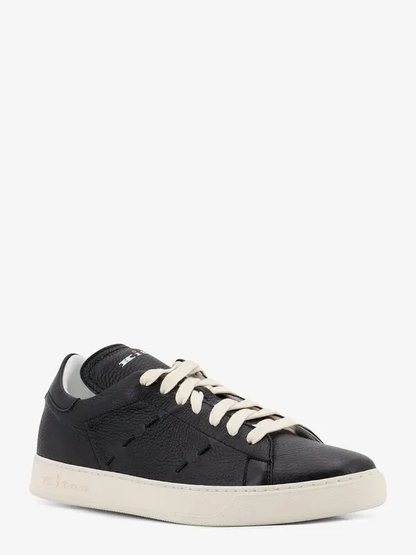 Kiton Leather Sneakers With Iconic Side Stitching