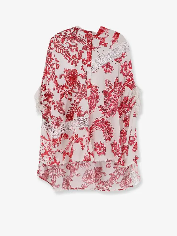 BYE FIRENZE Cotton Shirt With Lace Inserts