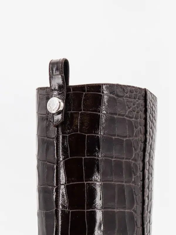 Attico Lea Boots In Leather With Crocodile Print