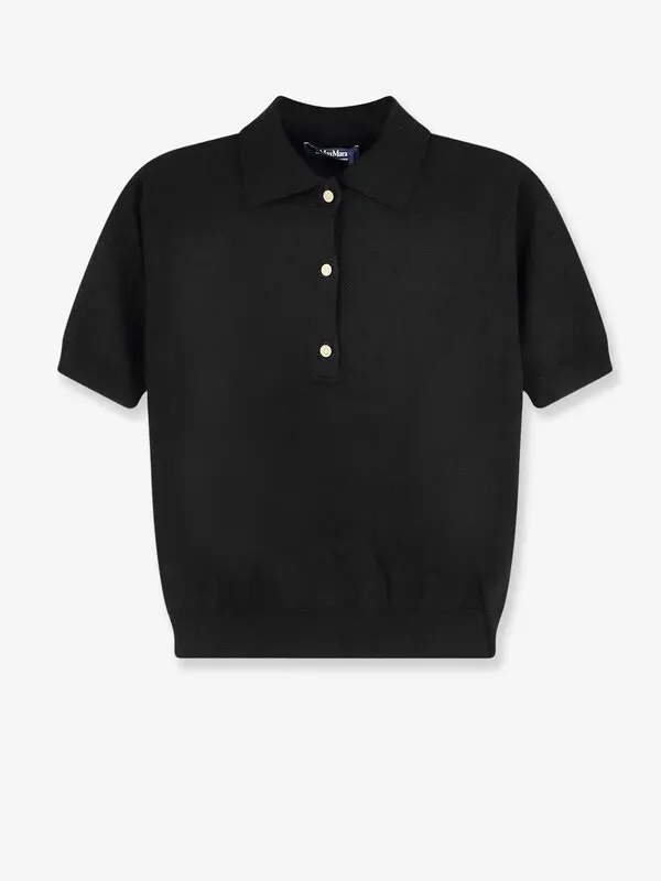 Max Mara Cotton, Silk, And Cashmere Polo Shirt - Black