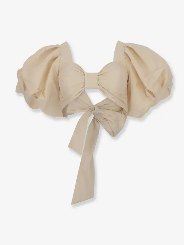 ACTUALEE Cropped Shantung Effect Fabric Top