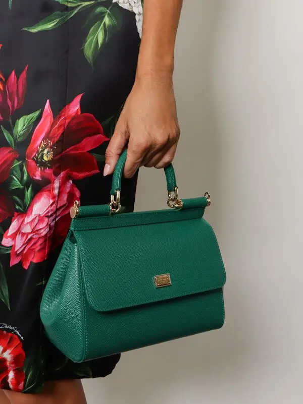Dolce & Gabbana Sicily Leather Top Handle Bag - Green