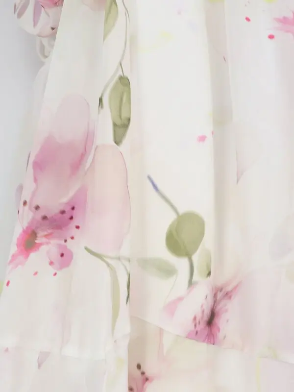 ACTUALEE Multicolor Floral Print Ruffled Satin Mini Dress