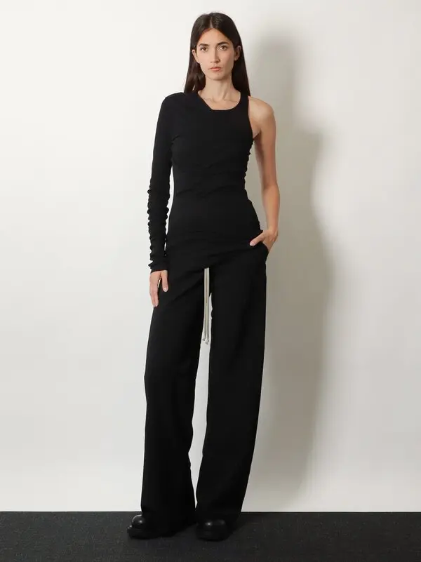 Rick Owens Bias Viscose And Silk Wide Leg Trousers