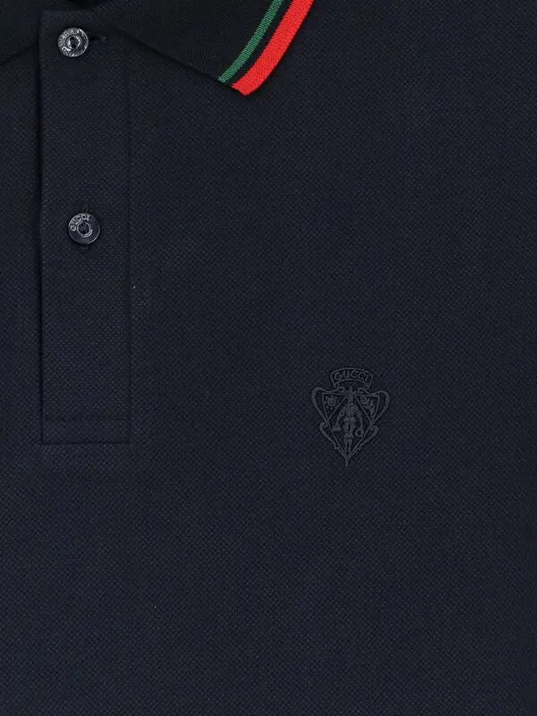 Gucci Cotton Polo Shirt With Embroidered Logo On The Front