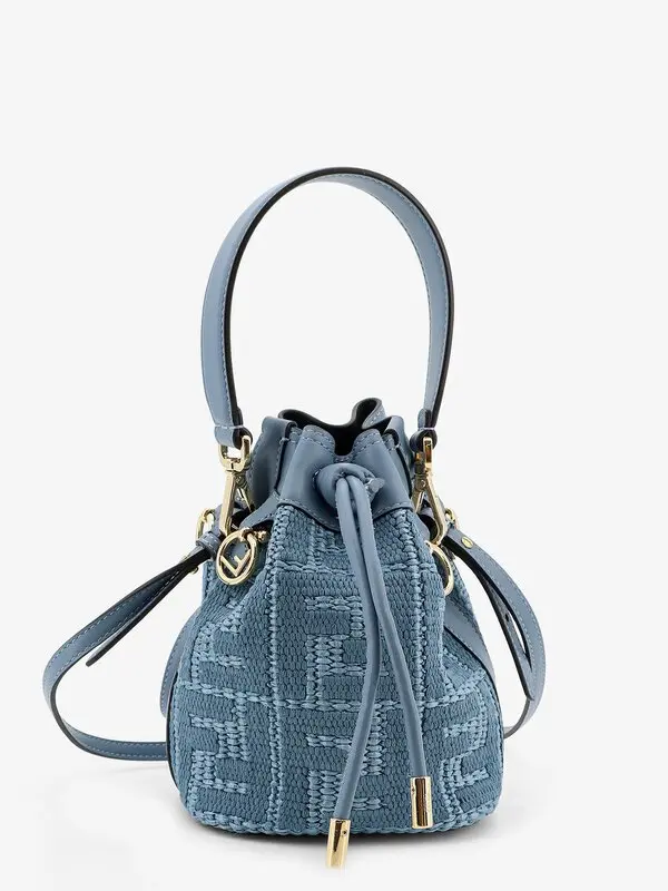 Fendi Mon Tresor Raffia Shoulder Bag With Ff Embroidery