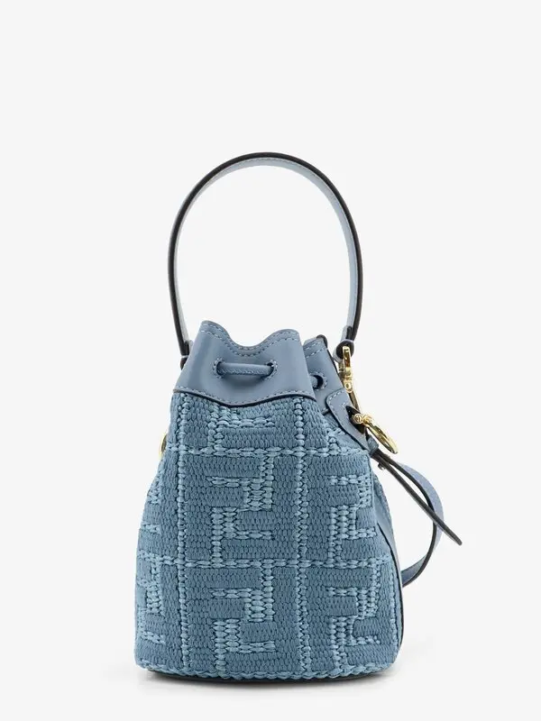 Fendi Mon Tresor Raffia Shoulder Bag With Ff Embroidery