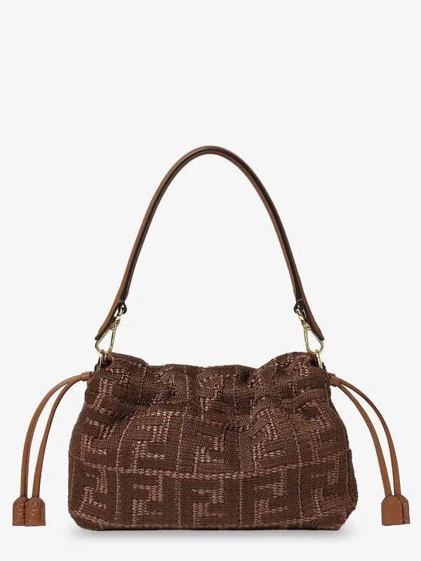 Fendi Mamma Baguette Medium Raffia Handbag With Ff Embroidery