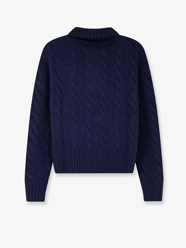 Polo Ralph Lauren Cable Knit Wool & Cashmere Blend Quarter-zip Sweater With Embroidered Logo
