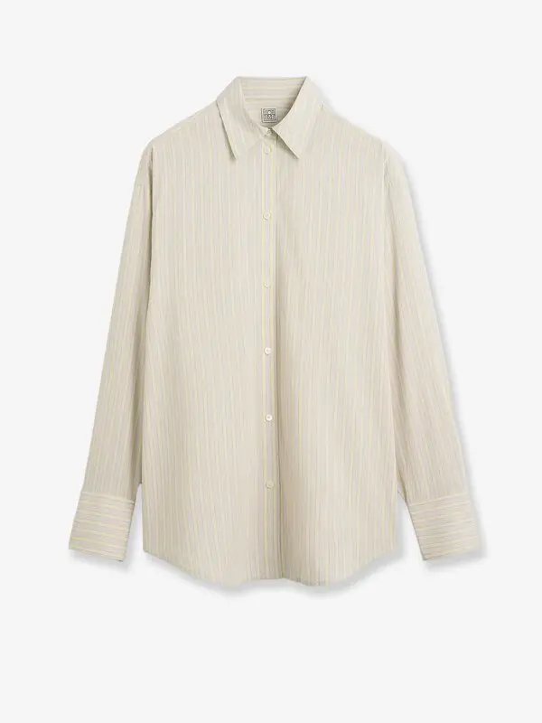 TOTEME Viscose And Silk Blend Shirt With Striped Pattern - Beige