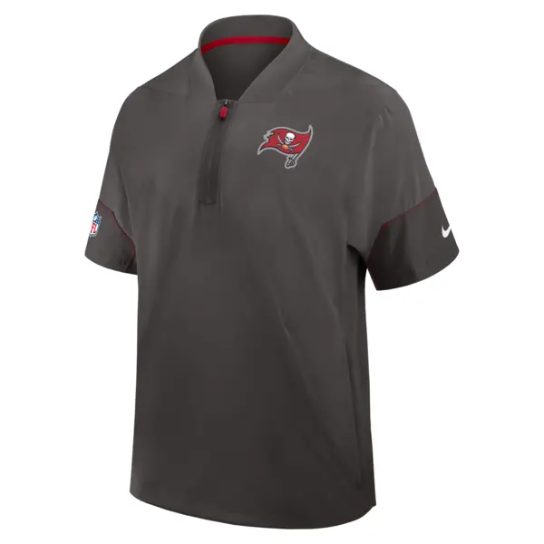 Nike Tampa Bay Buccaneers Sideline Coach Nfl 1/2-zip Short-sleeve Hooded Jacket - Grey