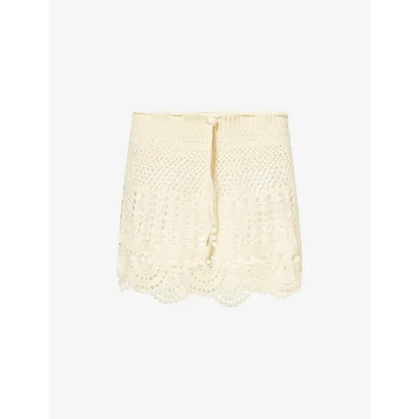 Agua Bendita Teresa Crochet Knit Mini Skirt - Ivory