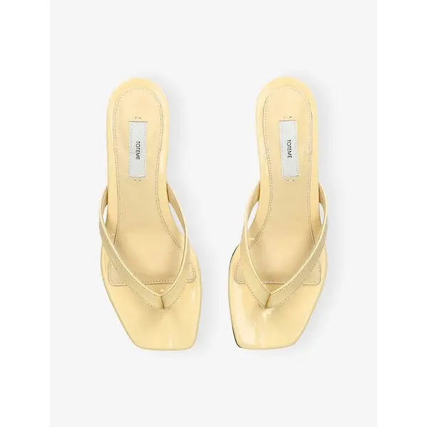 TOTEME Square-toe Leather Heeled Flip Flops