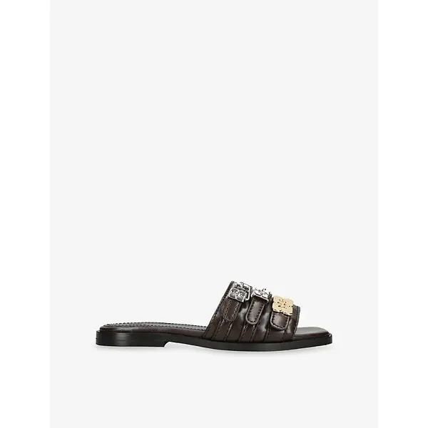 GANNI Sue Faux-leather Sandals With Buckle Embellishments - Brown
