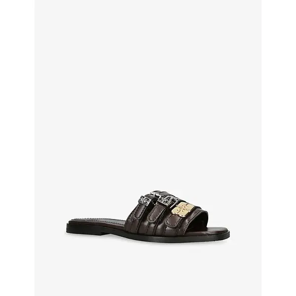 GANNI Sue Faux-leather Sandals With Buckle Embellishments - Brown