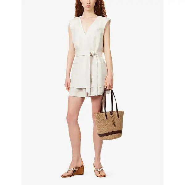 Good American Pleated High-rise Linen-blend Shorts