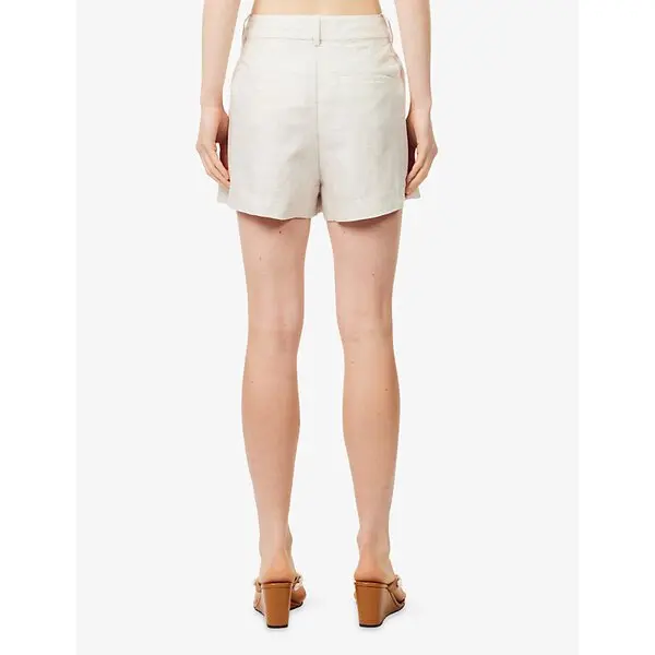 Good American Pleated High-rise Linen-blend Shorts