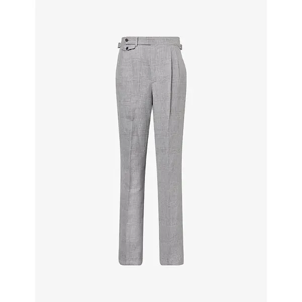 Dunhill Checked Straight-leg Linen-blend Trousers