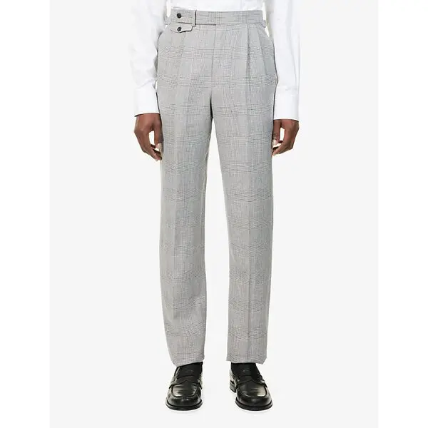 Dunhill Checked Straight-leg Linen-blend Trousers