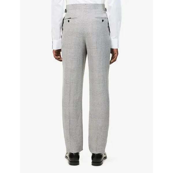 Dunhill Checked Straight-leg Linen-blend Trousers