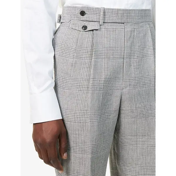 Dunhill Checked Straight-leg Linen-blend Trousers