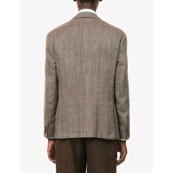 Corneliani Herringbone Single-breasted Wool And Silk-blend Jacket