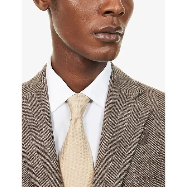 Corneliani Herringbone Single-breasted Wool And Silk-blend Jacket