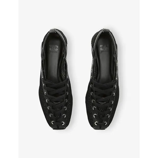 GANNI Ballerina Mesh Ballet Flats - Black