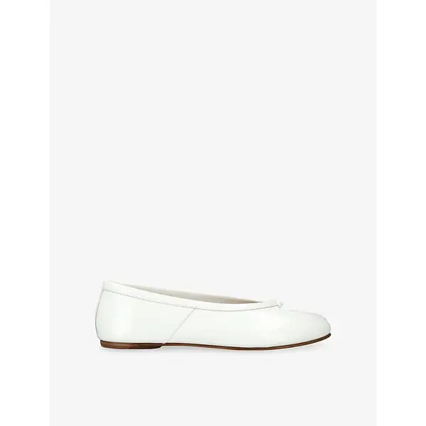 MAISON MARGIELA Tabi Ballerina Leather Ballet Flats - White