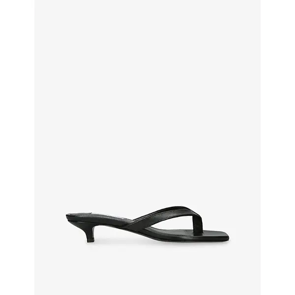 TOTEME Square-toe Leather Heeled Flip Flops - Black