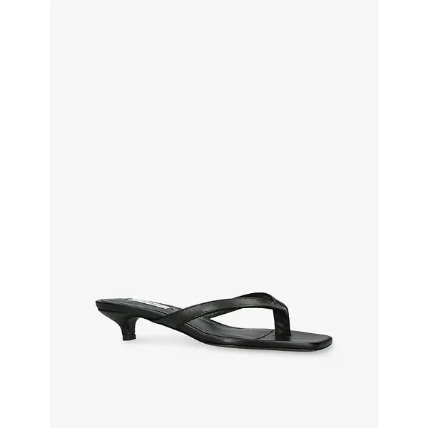 TOTEME Square-toe Leather Heeled Flip Flops - Black