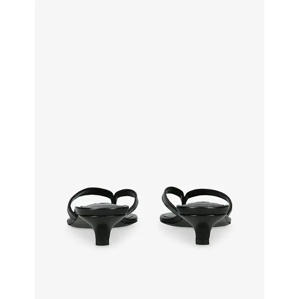 TOTEME Square-toe Leather Heeled Flip Flops - Black